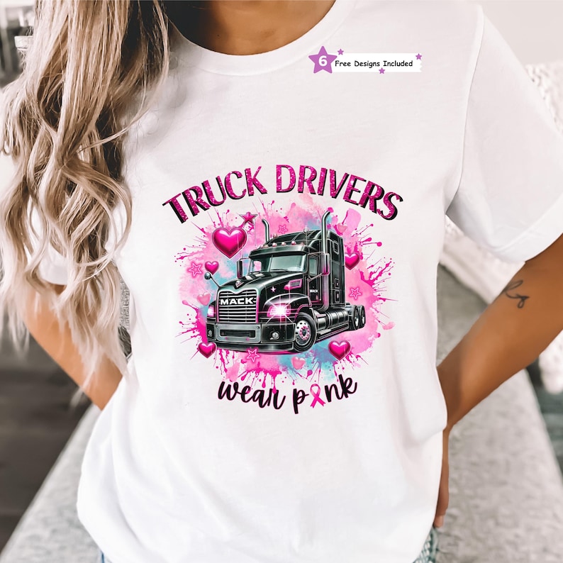 Truck Drivers Wear Pink PNG, Breast Cancer Awareness Sublimation Design ...