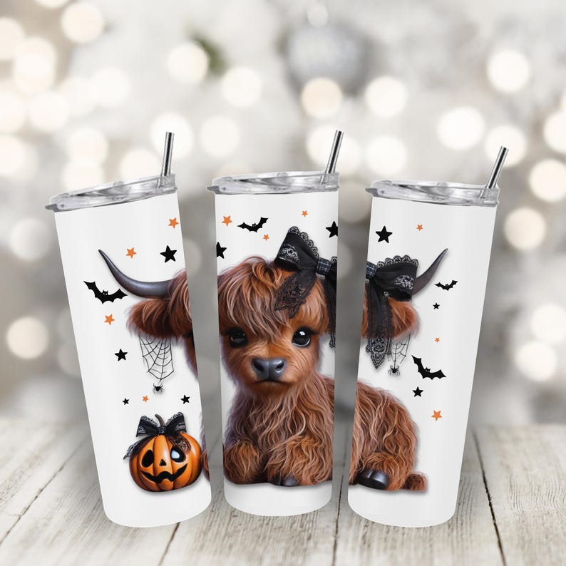 Cute Highland Cow Halloween PNG, Spooky Coquette Sublimation Design ...