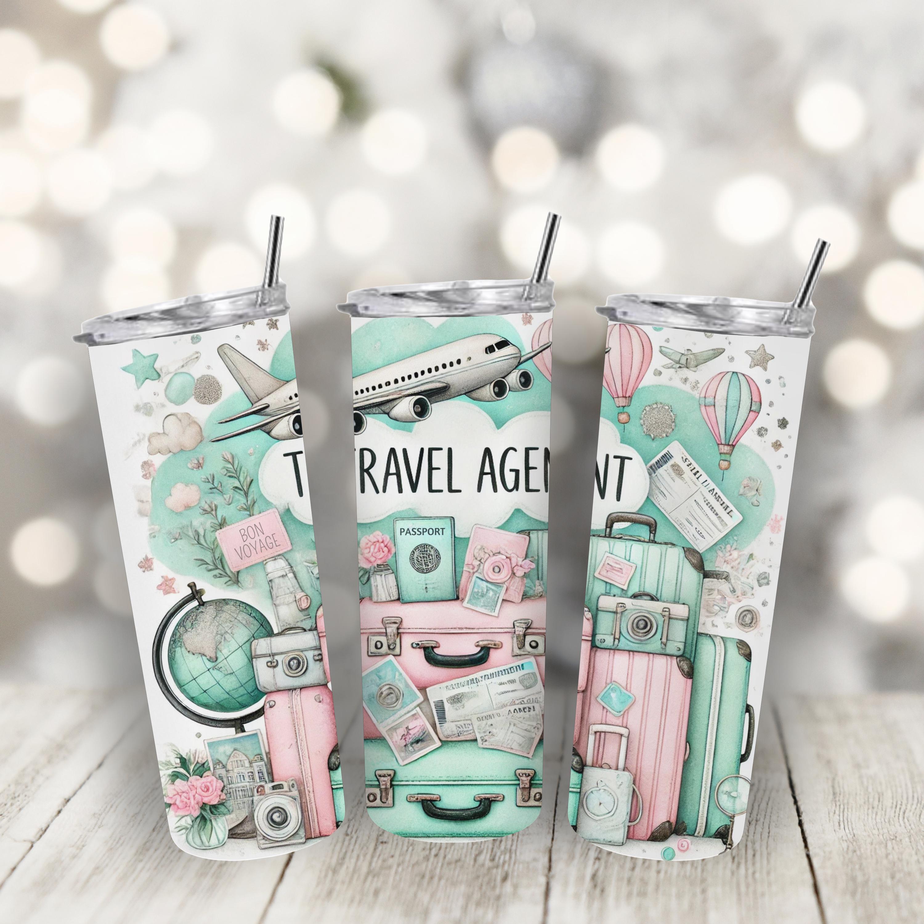 Travel Agent 20oz Tumbler Wrap PNG, World Traveller Tumbler Design ...