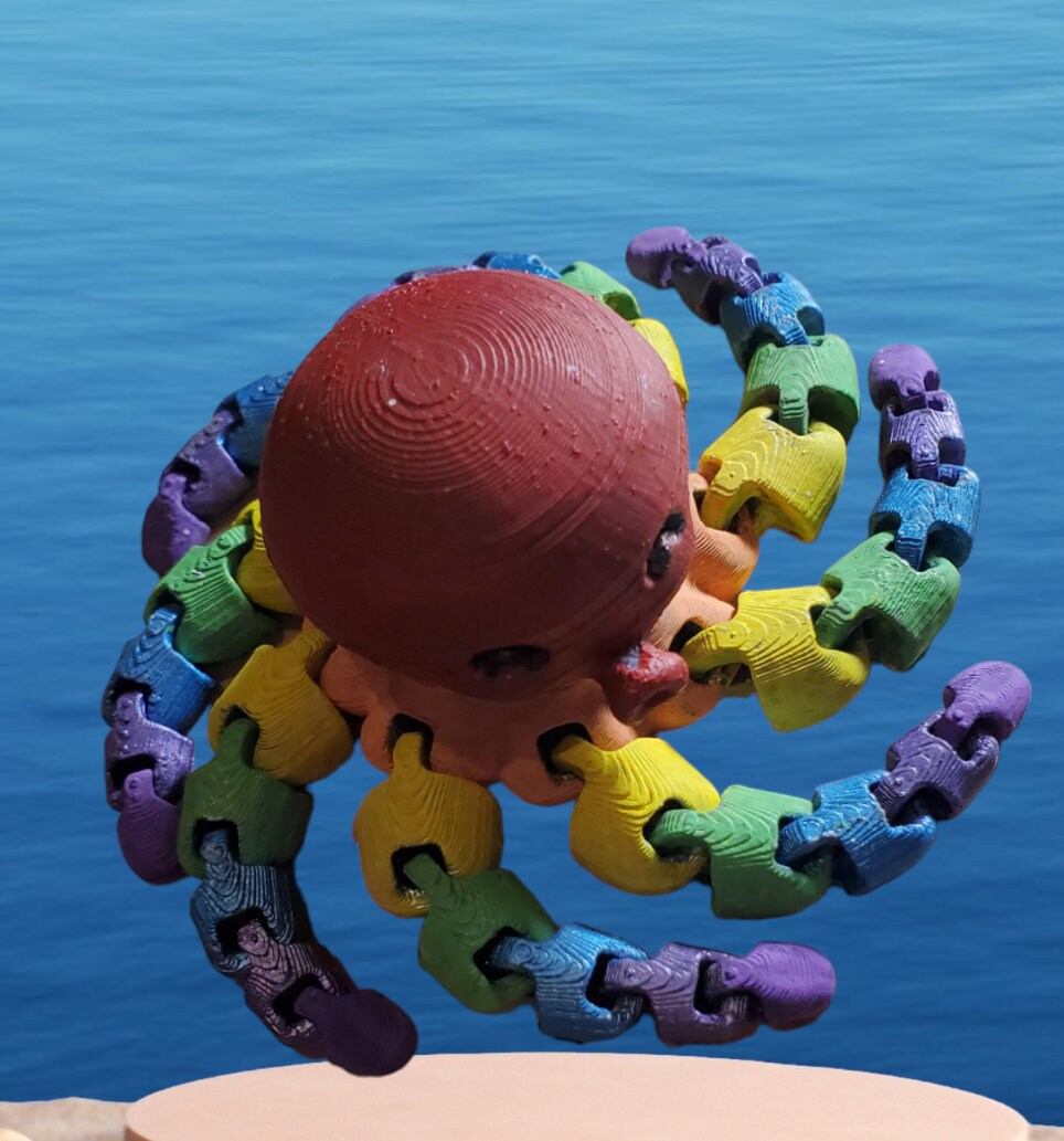 3D Printed Rainbow Articulate Octopus - Etsy