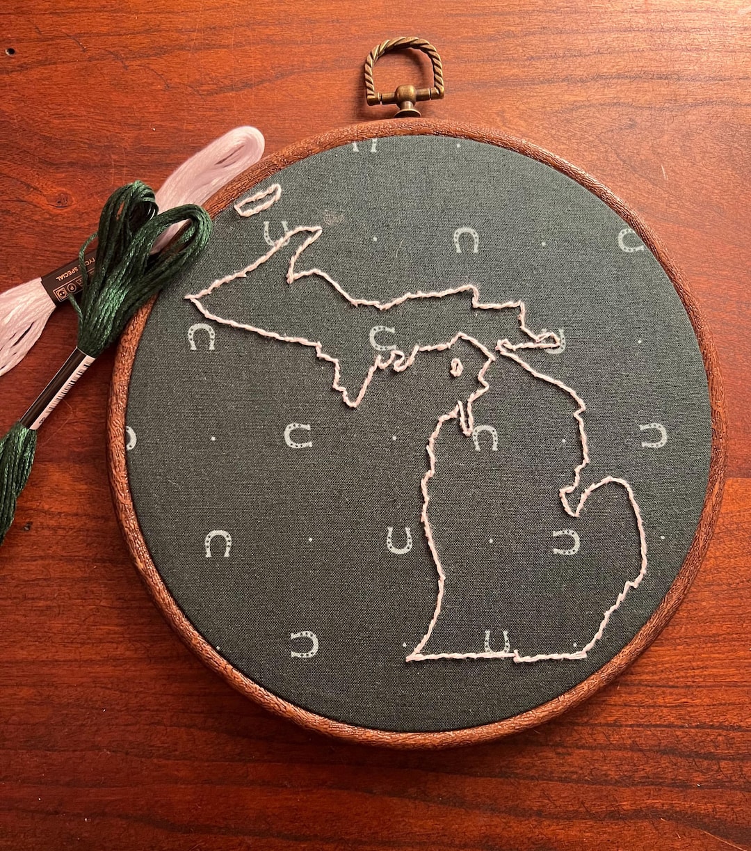 Michigan Hand-embroidered Finished Piece - Customizable - Etsy