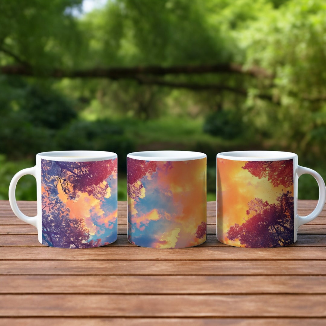 Sunset Mug Watercolor Sunset Sky Clouds Ceramic Mug 11 Oz White Coffee ...