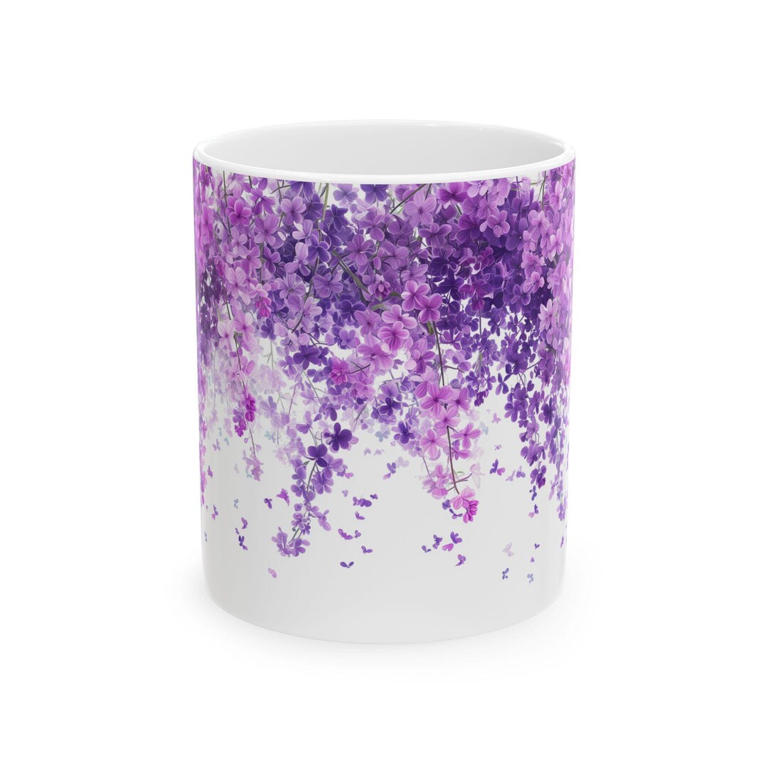 Lilac Mug Pressed Flowers Mug Boho Lilac Coffee Mug Wildflower Mug ...