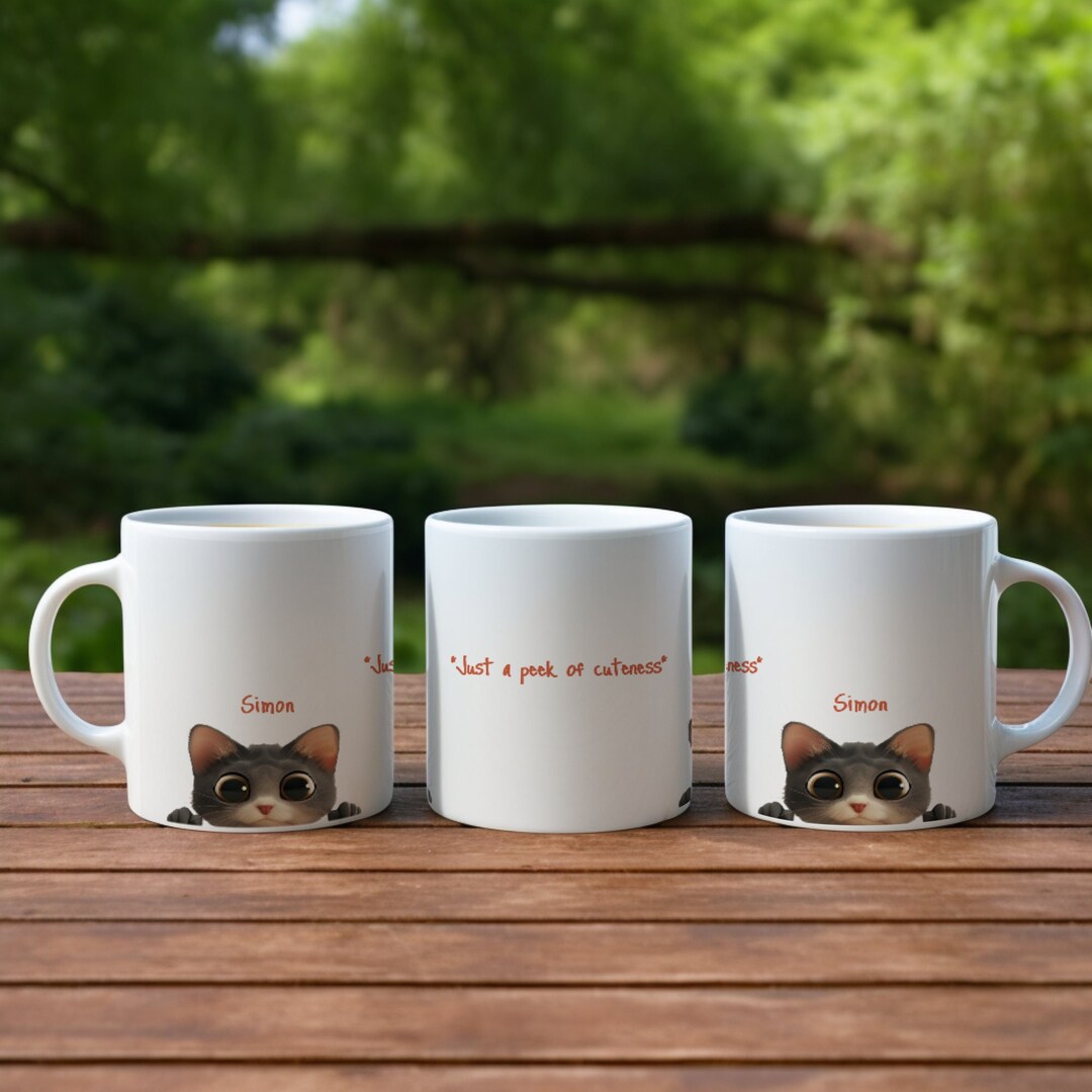 Personalized Peeking Cat Mug Custom Cat Mug Gift for Cat Owner Custom ...