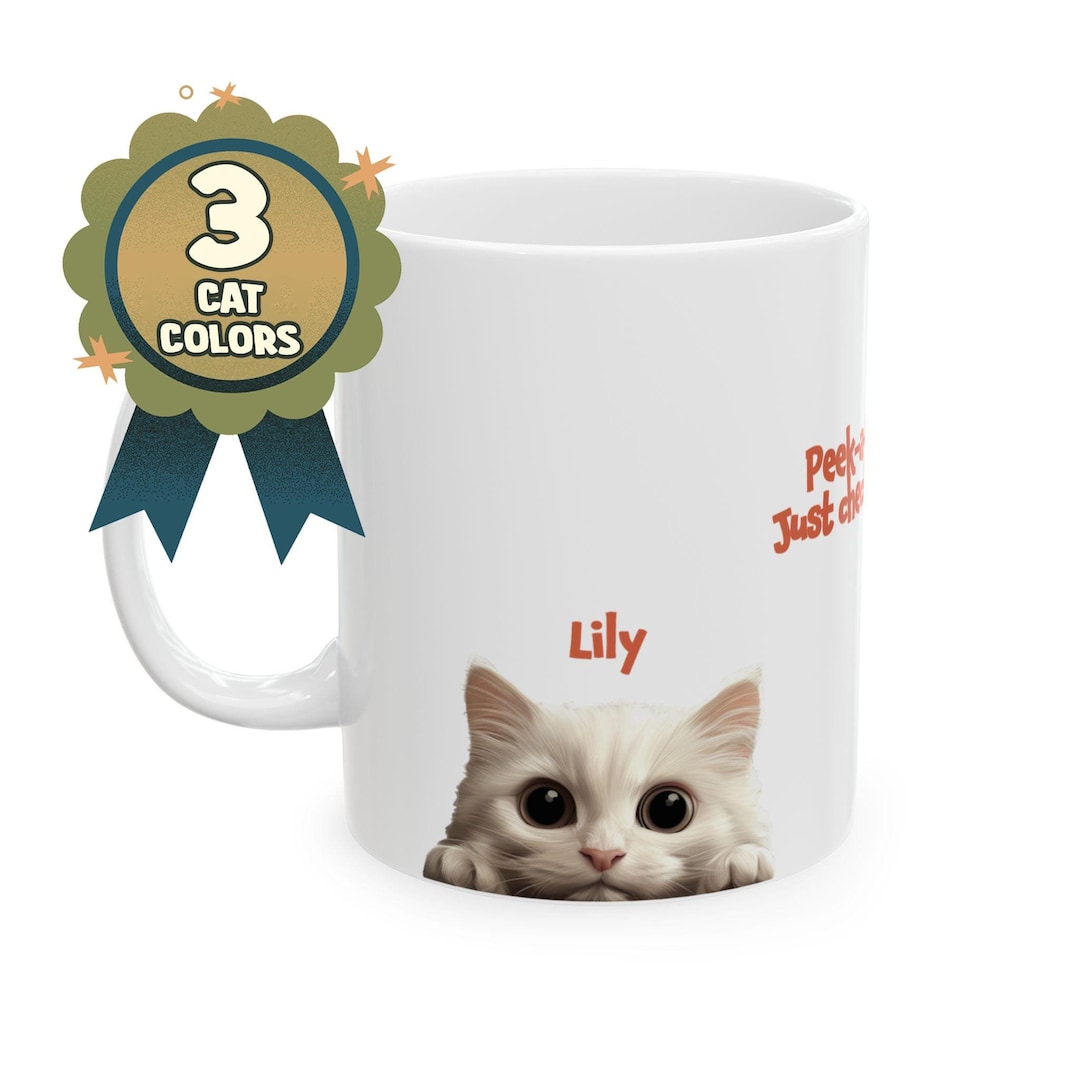 Personalized Peeking Cat Mug | Custom Cat Mug Gift for Cat Owner ...