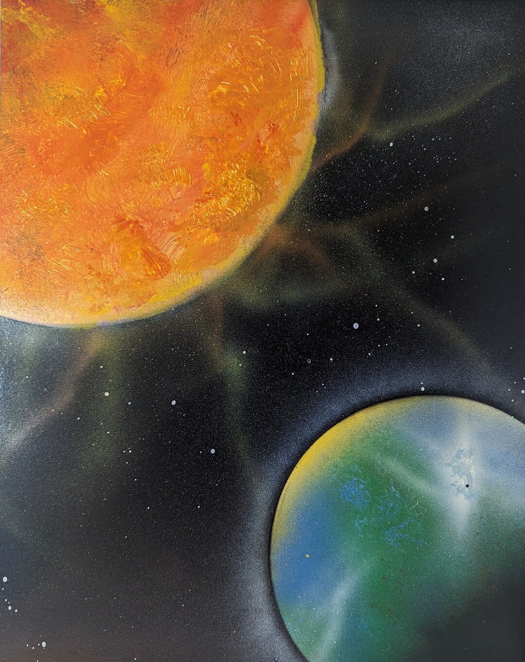 Sun and Planet Spray Paint Art (no Signature) - Etsy
