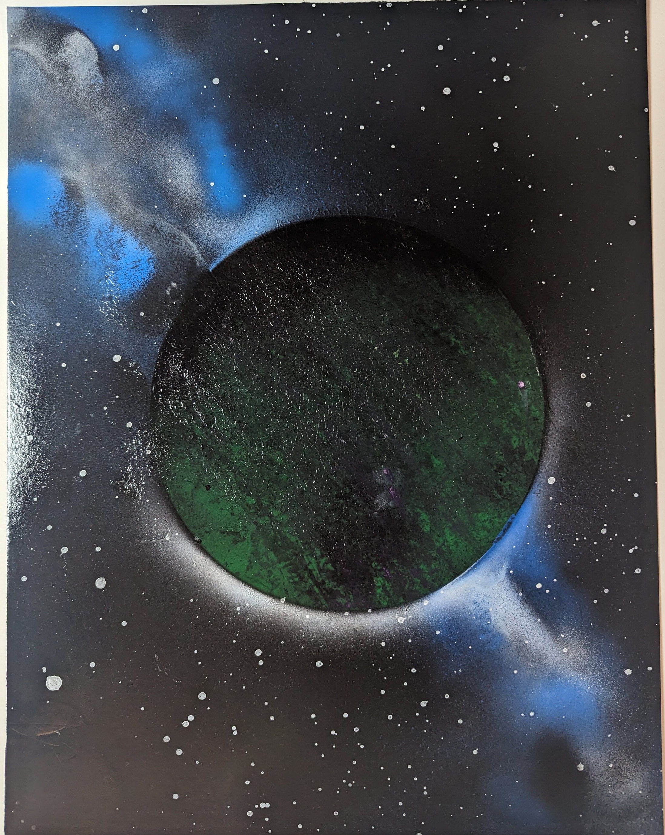 Green Planet W/ Blue Nebula Spray Paint Art (no Signature) - Etsy