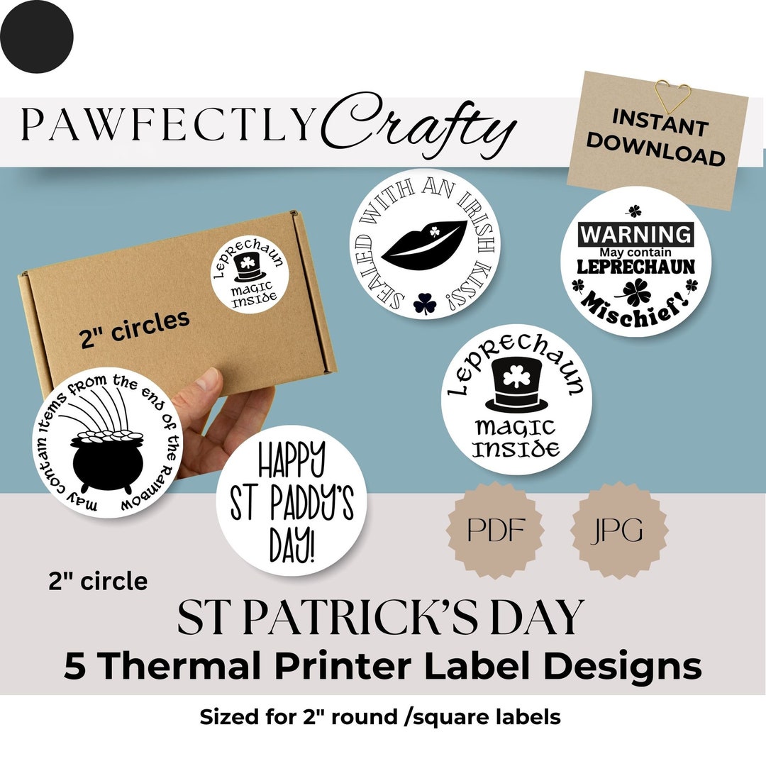 St Patrick's Day Funny Thermal Printer Design Labels 2” Circle. Ideal ...