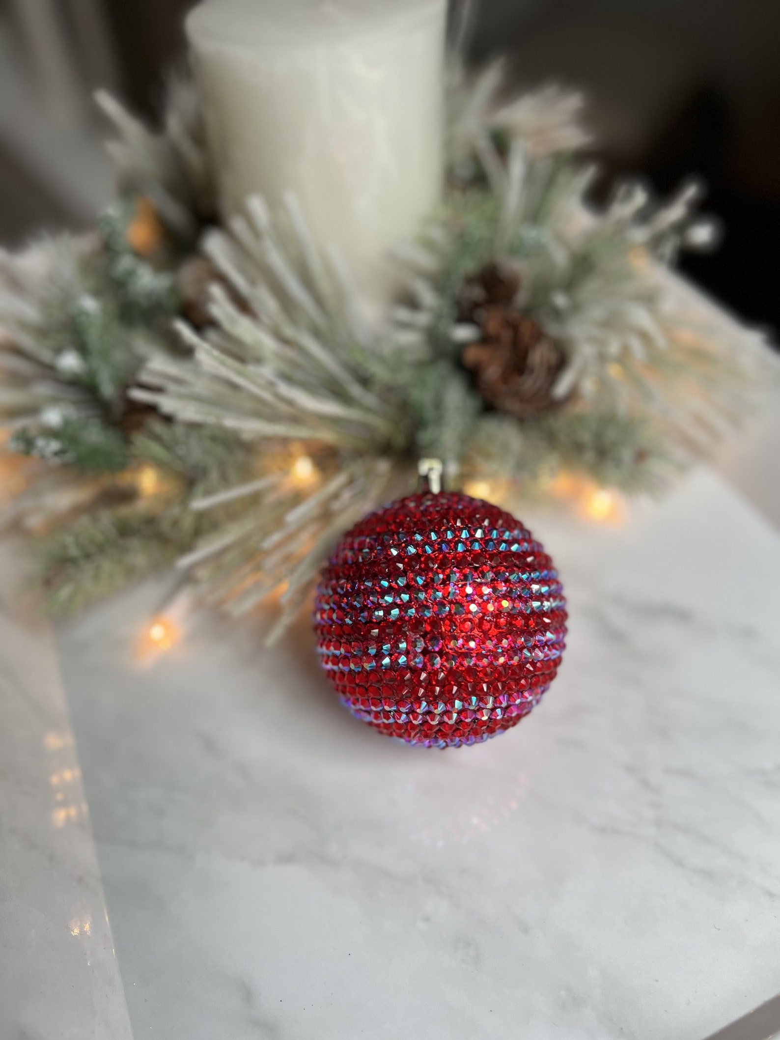 Red + Pink AB Rhinestone Christmas Ornament Ball 3.5" - Etsy