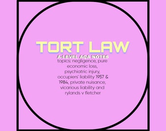 A-level Law Tort Law Revision Notes Digital Studying iPad - Etsy