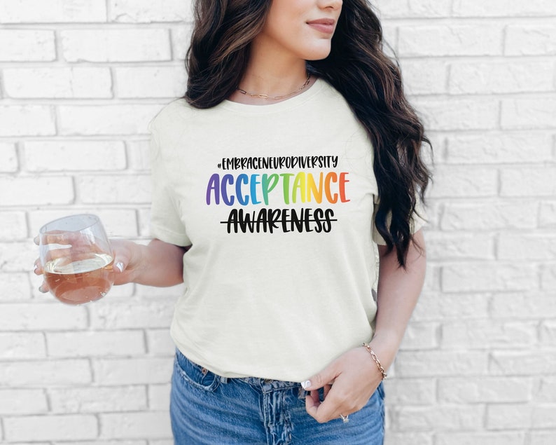 Rainbow Autism Acceptance Tee Shirt Autistic Awareness Neurodiversity ...