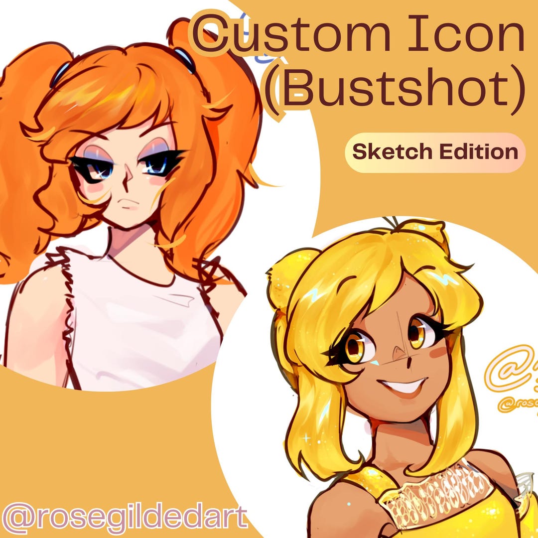 Custom Icon Pfp Commission: Headshot Portrait colored Sketch High ...