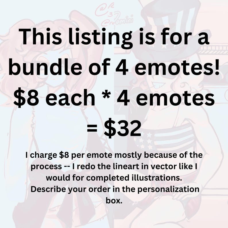 4x Custom Twitch & Discord Emotes Pack Commission - Etsy