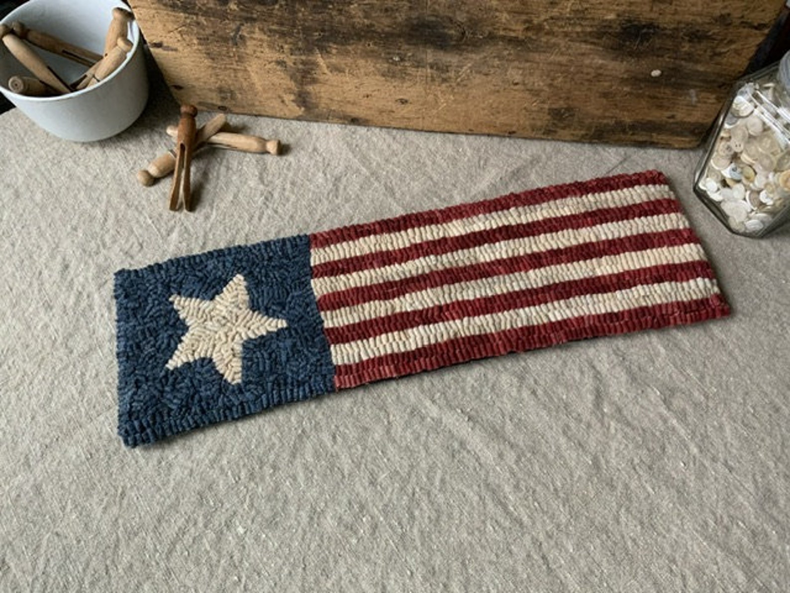 Finished Hooked American Flag Mat Rug - Etsy