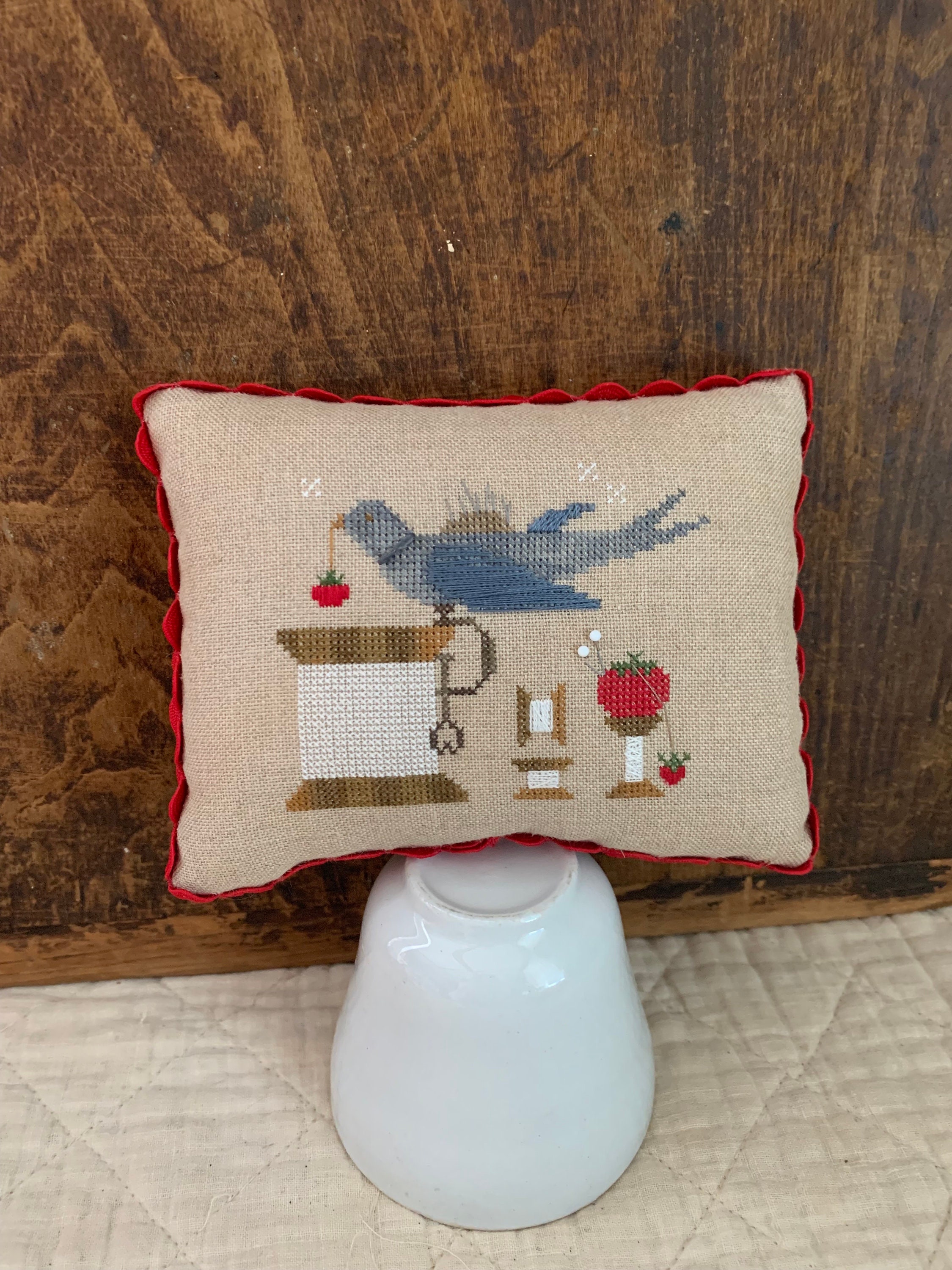 Completed Cross Stitch Keeper of the Pins Sampler and Tomato Pin ...
