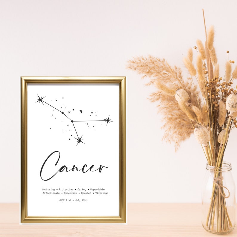 Cancer Star Sign Printable, Astrology Wall Art, Zodiac Instant Download ...
