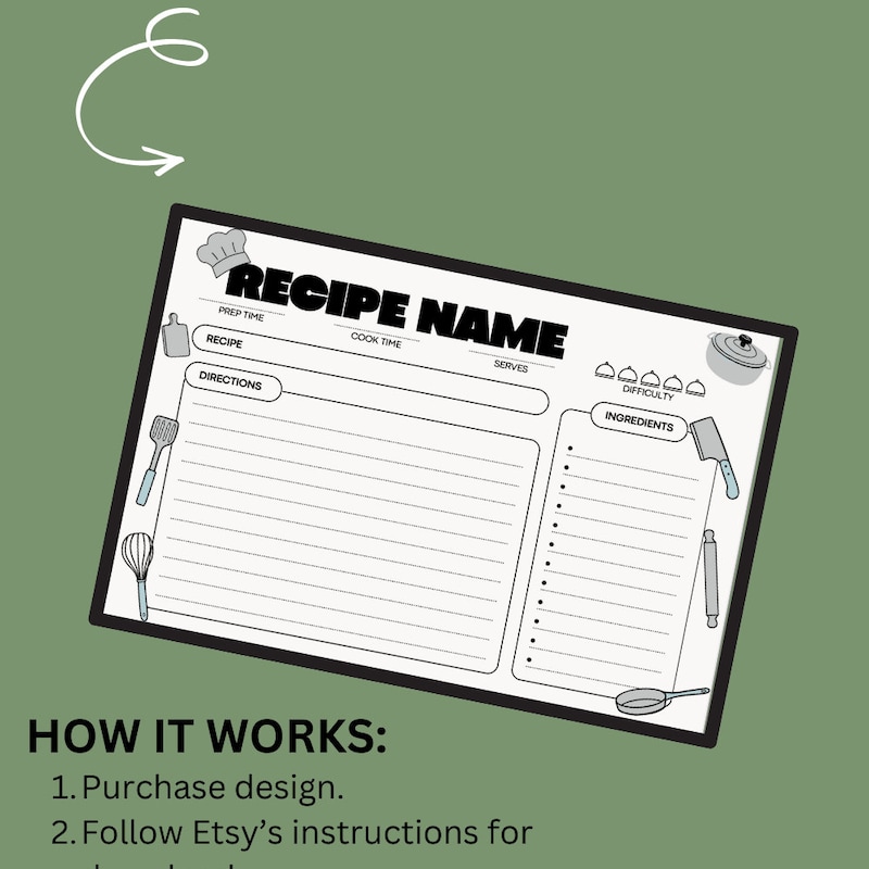 Diy Recipe Cards - Etsy