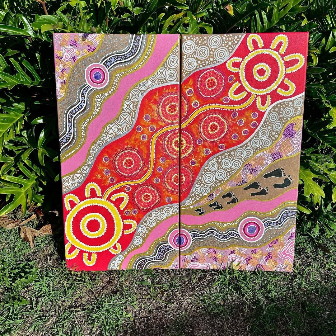 Aboriginal Australian Art 2 Piece Canvas - Etsy