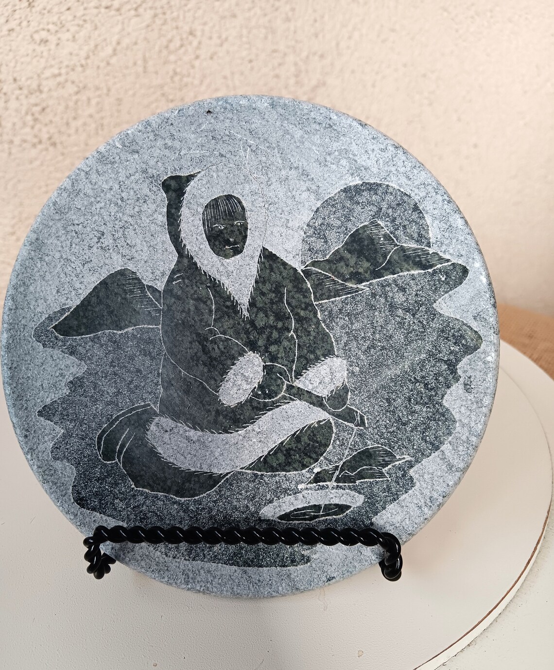 Vintage Genuine Soapstone Disc, Plate From Canada, Hand Carved, Etched ...