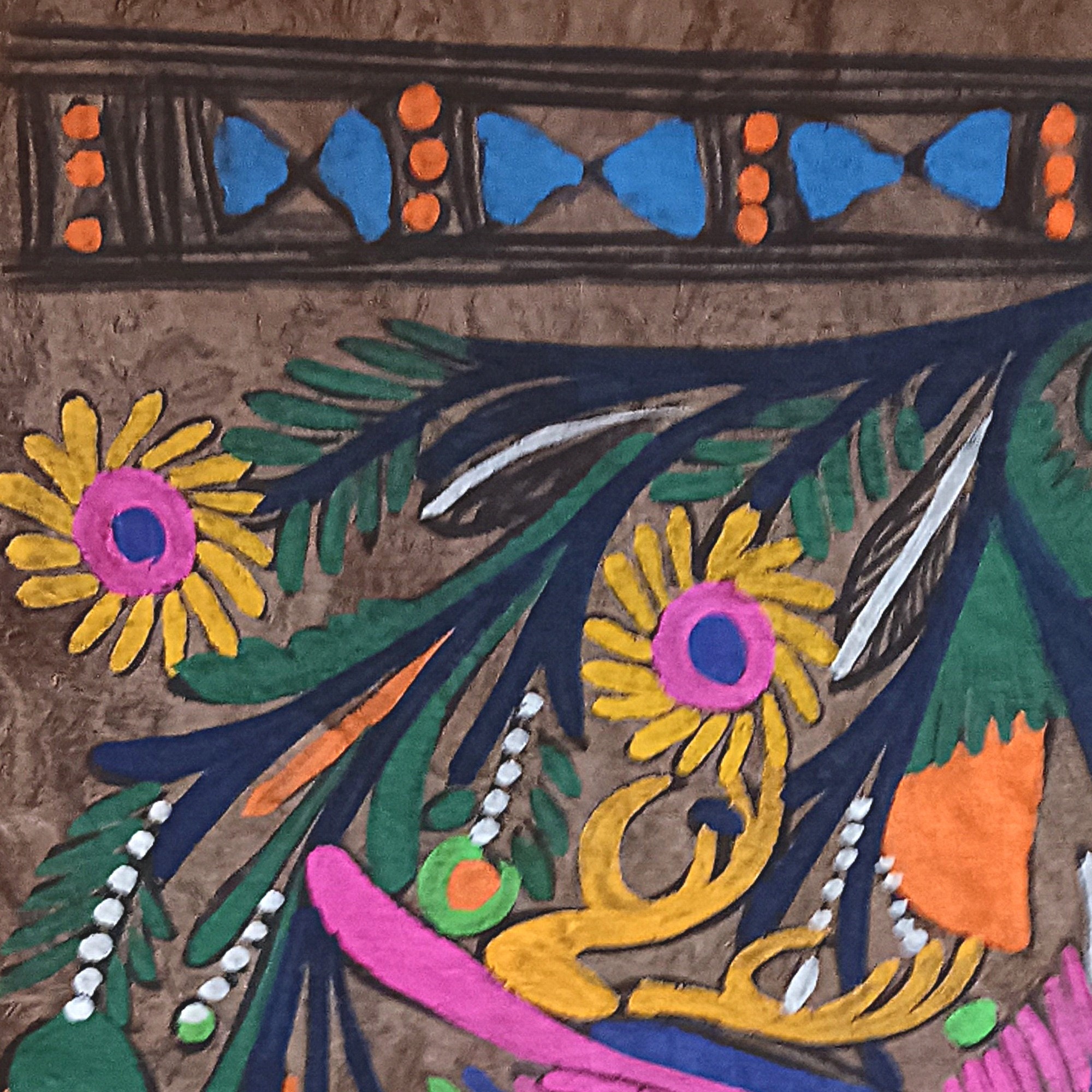 Colorful Mexican Amate Bark Hand-painted Picture From Mexico, Folk Art ...