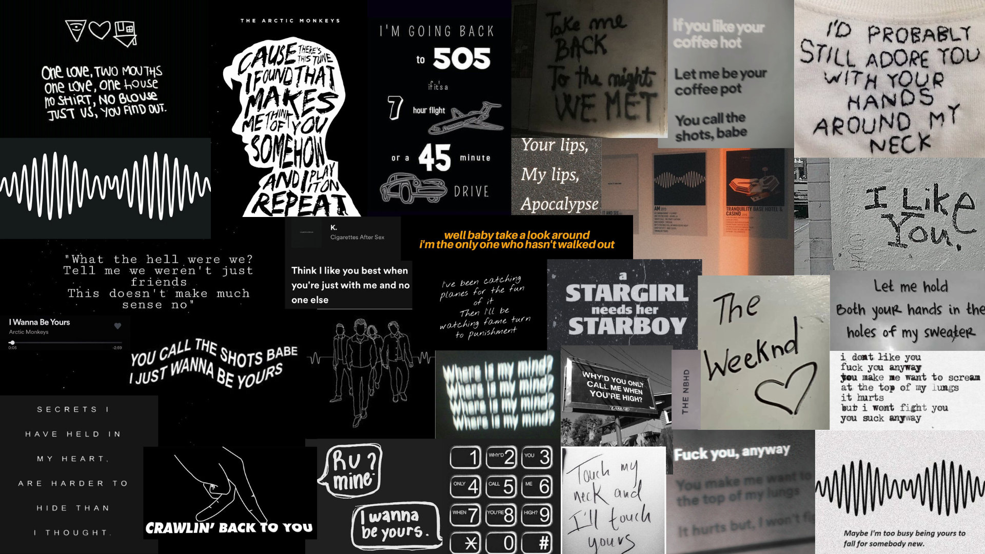 Black and White Aesthetic Wallpaper With Song Lyrics. - Etsy