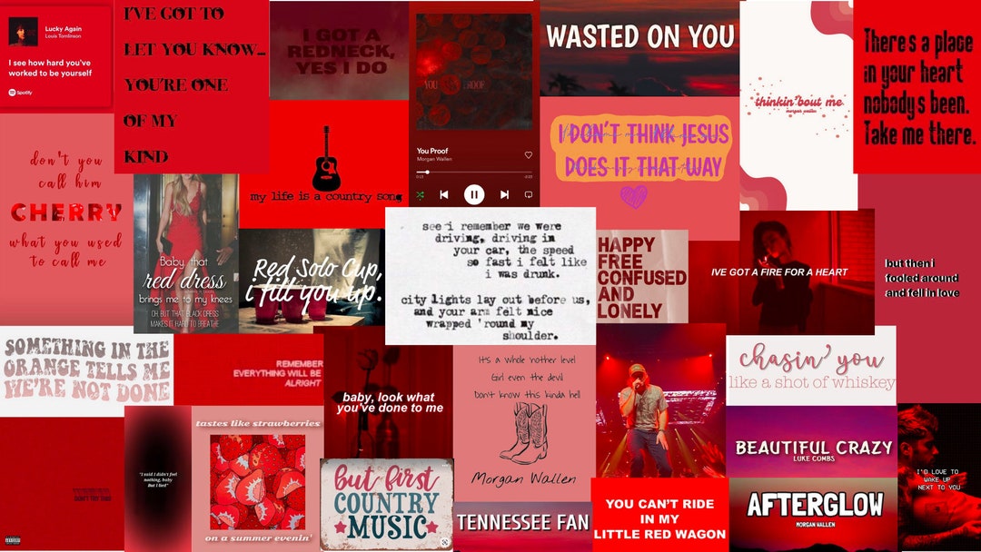 Red Aesthetic Wallpaper With Song Lyrics - Etsy