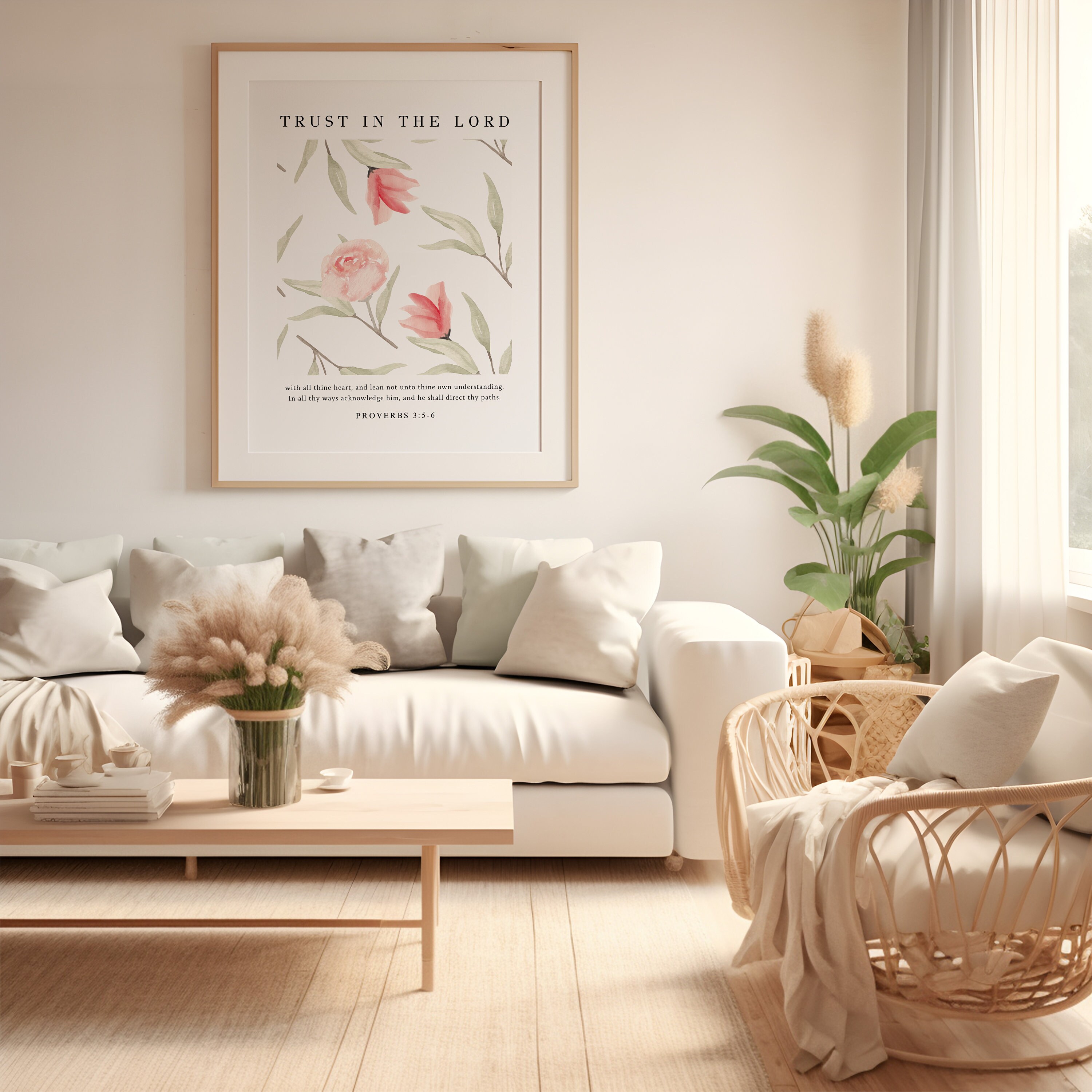 Proverbs 3:5-6 Print Trust in the Lord Vintage Scripture Framed Wall ...