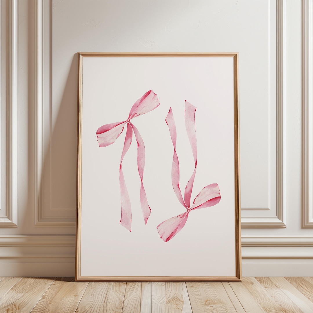 DIGITAL Pink Bow Print Pink Bow Poster Nursery Decor Girl Wall Art Pink ...