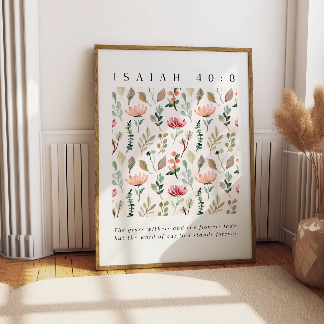 Floral Pattern Isaiah 40:8 Vintage Scripture Art Wildflower Bible Verse ...