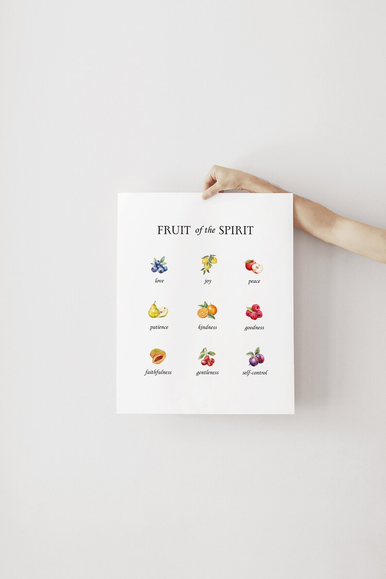 PHYSICAL PRINT Fruit of the Spirit Wall Art Vintage Scripture Sign ...