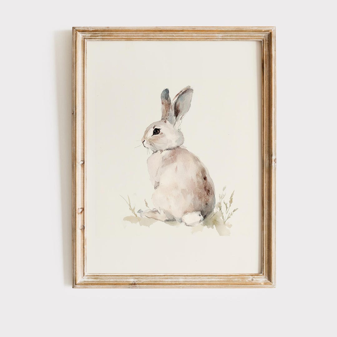PHYSICAL PRINT Rabbit Art Print Rabbit Nursery Vintage Easter Decore ...