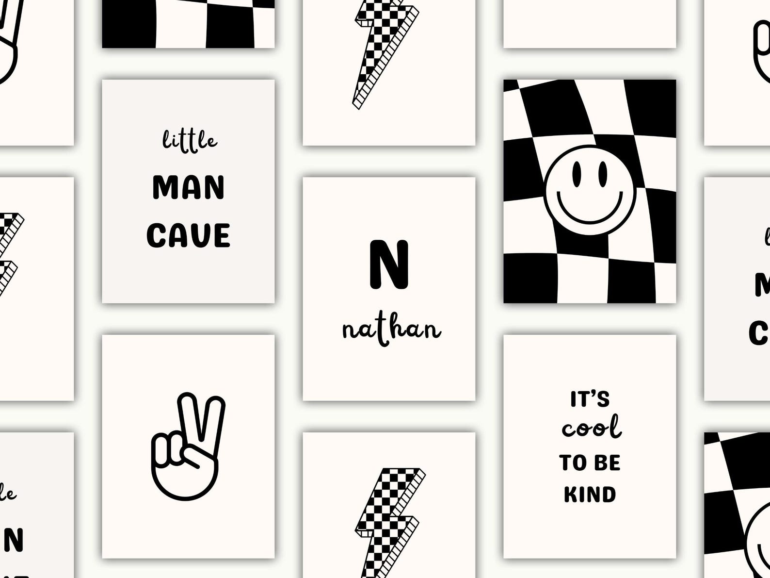 Boy Room Print Digital Download Nursery Wall Art Set Custom Name ...
