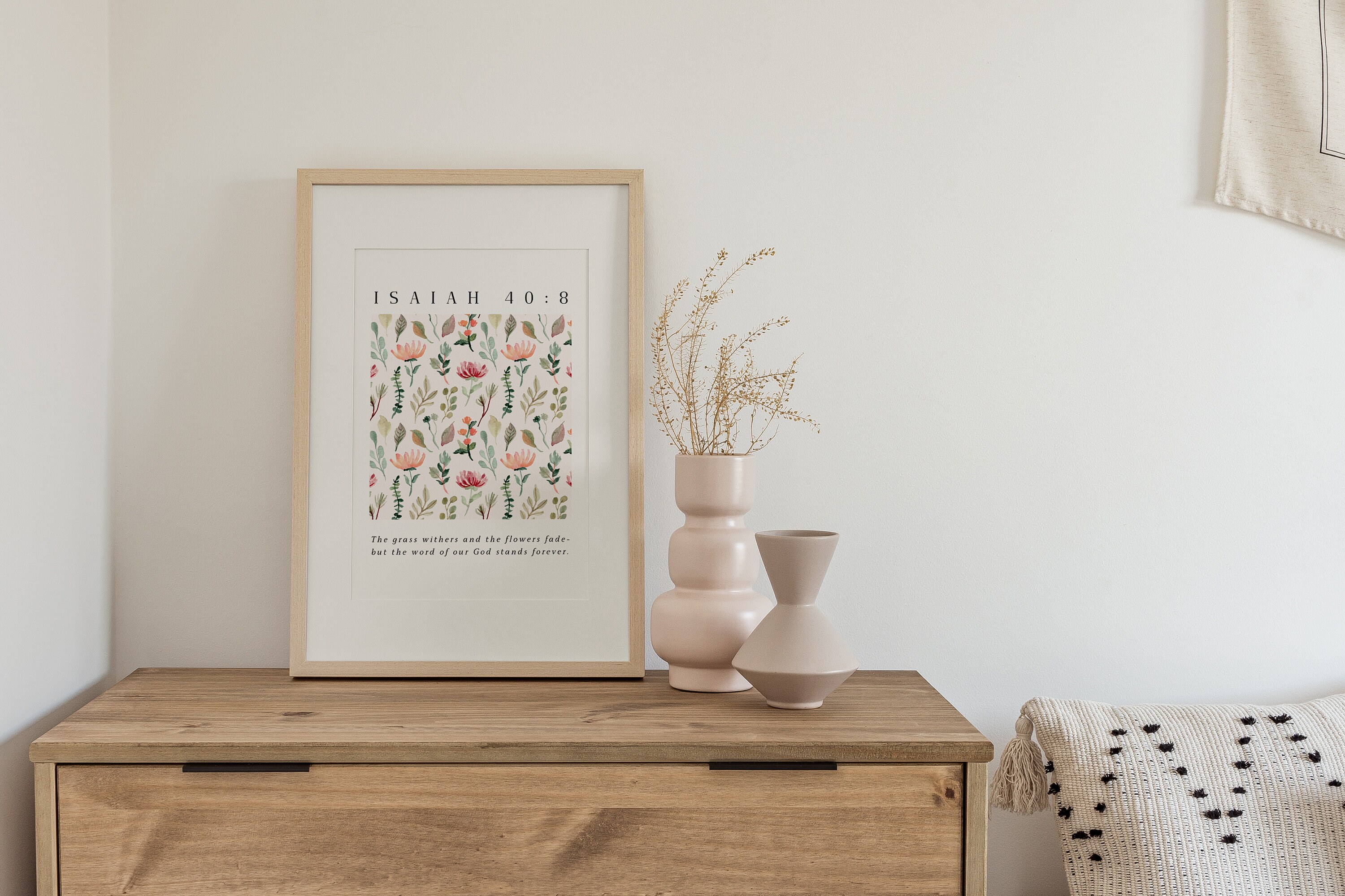 Floral Pattern Isaiah 40:8 Vintage Scripture Art Wildflower Bible Verse ...