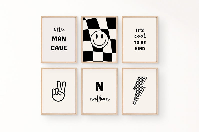 Boy Room Print Digital Download Nursery Wall Art Set Custom Name ...