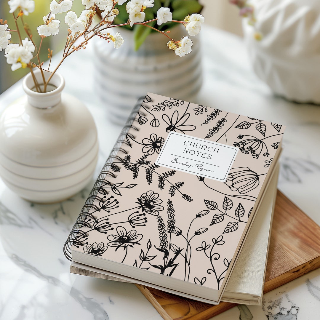 PERSONALIZED Church Notes Journal Christian Devotional Journal Floral ...