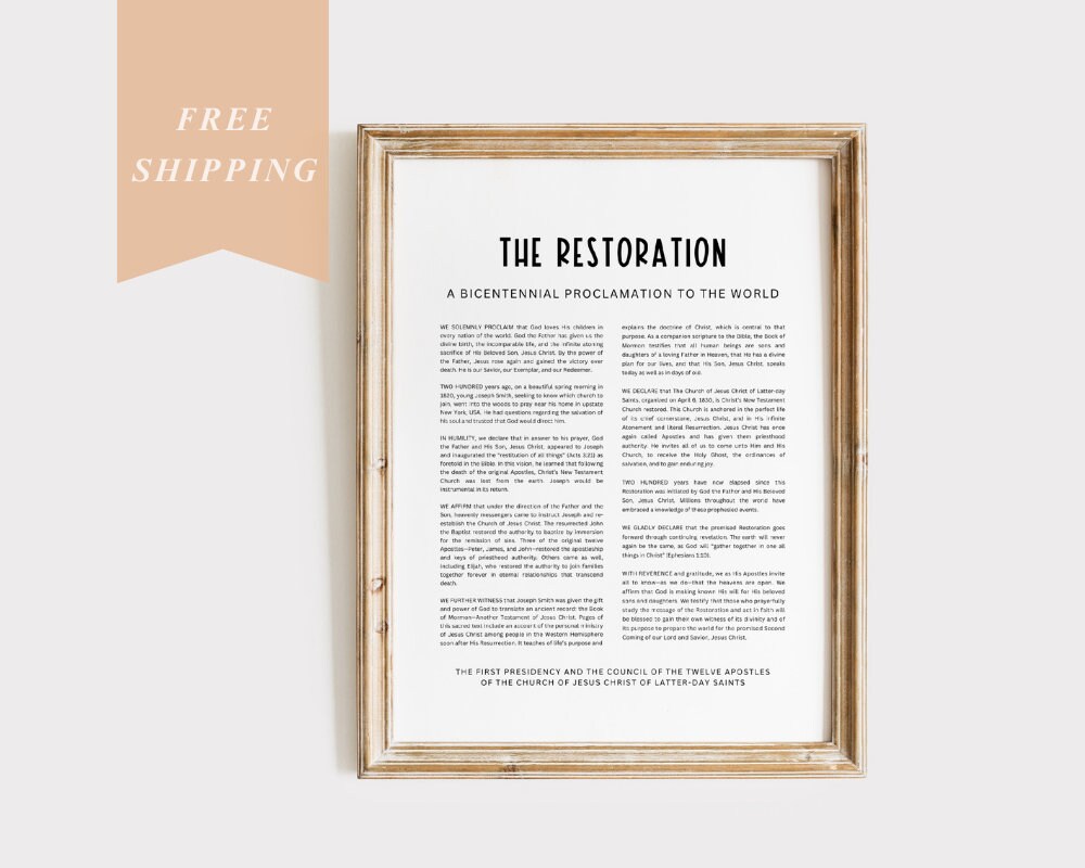 The Restoration A Bicentennial Restoration Proclamation to the World ...