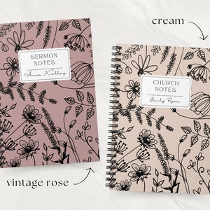 PERSONALIZED Church Notes Journal Christian Devotional Journal Floral ...