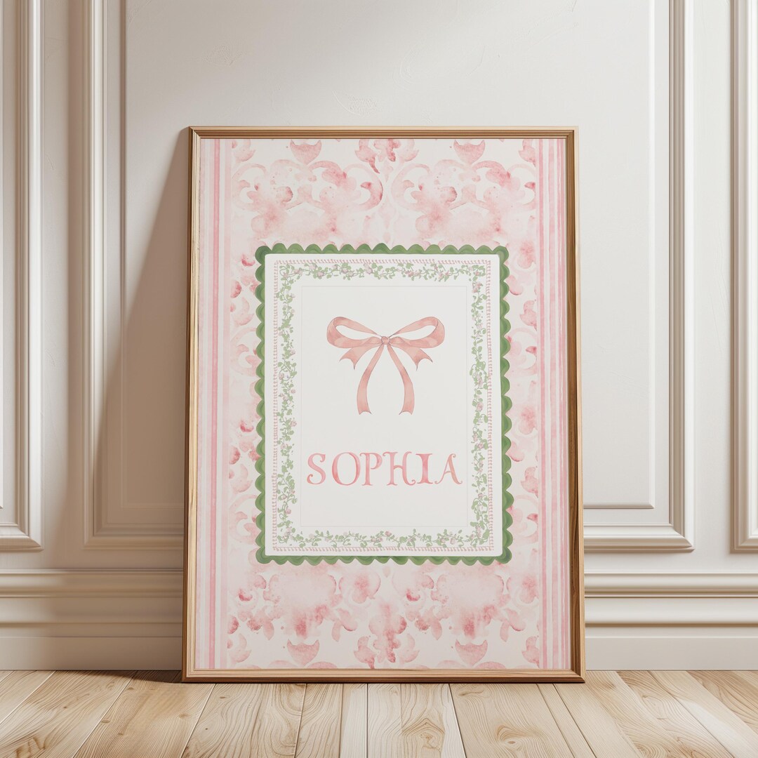PHYSICAL PRINT Baby Girl Name Print Nursery Name Art Print Pink Nursery ...