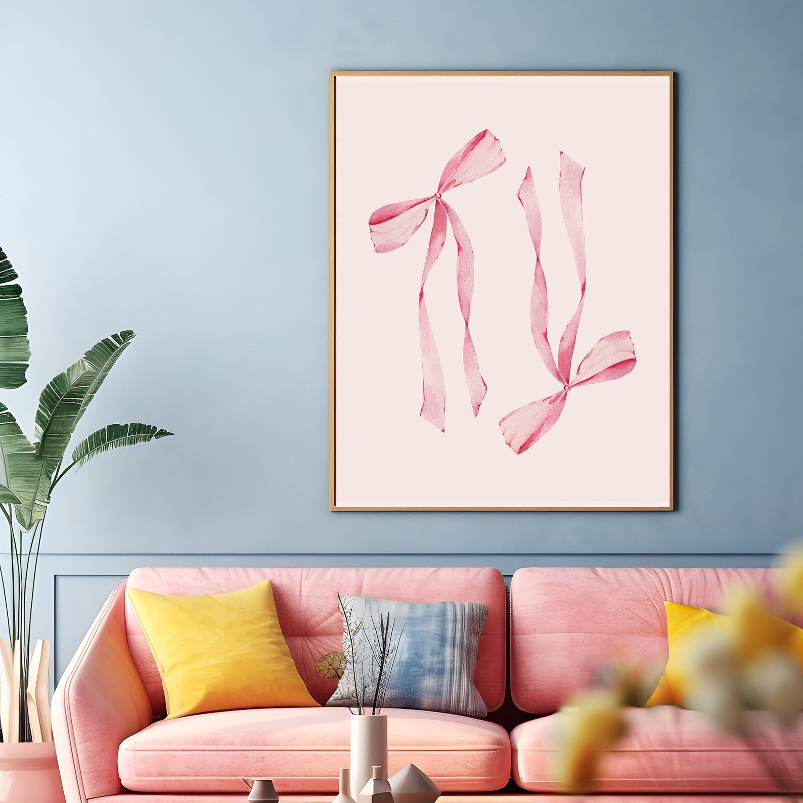 DIGITAL Pink Bow Print Pink Bow Poster Nursery Decor Girl Wall Art Pink ...