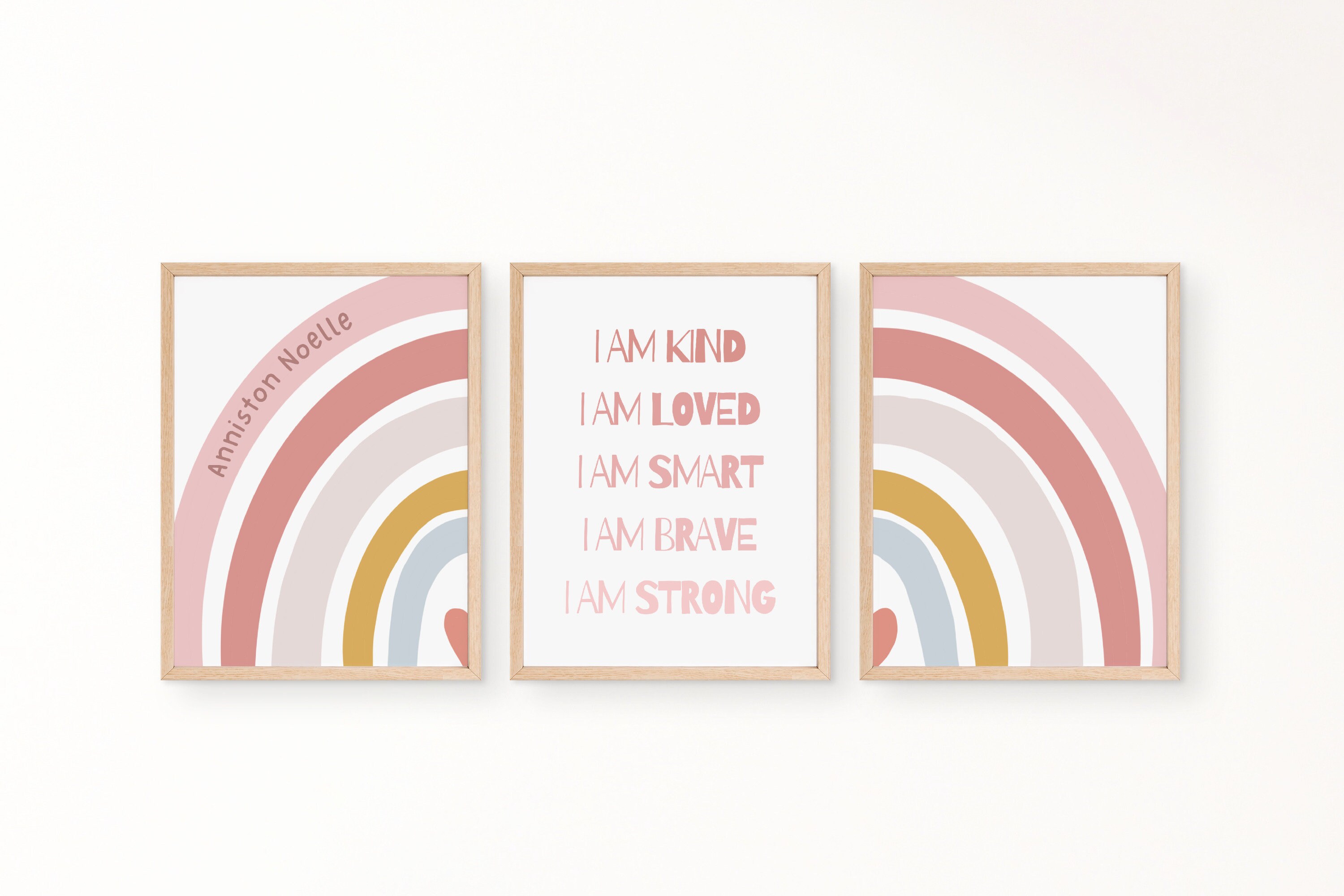 Personalized I Am Affirmations for Kids Wall Art Rainbow Print Custom ...