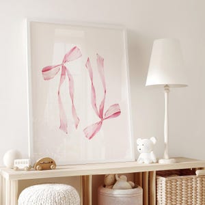 DIGITAL Pink Bow Print Pink Bow Poster Nursery Decor Girl Wall Art Pink ...