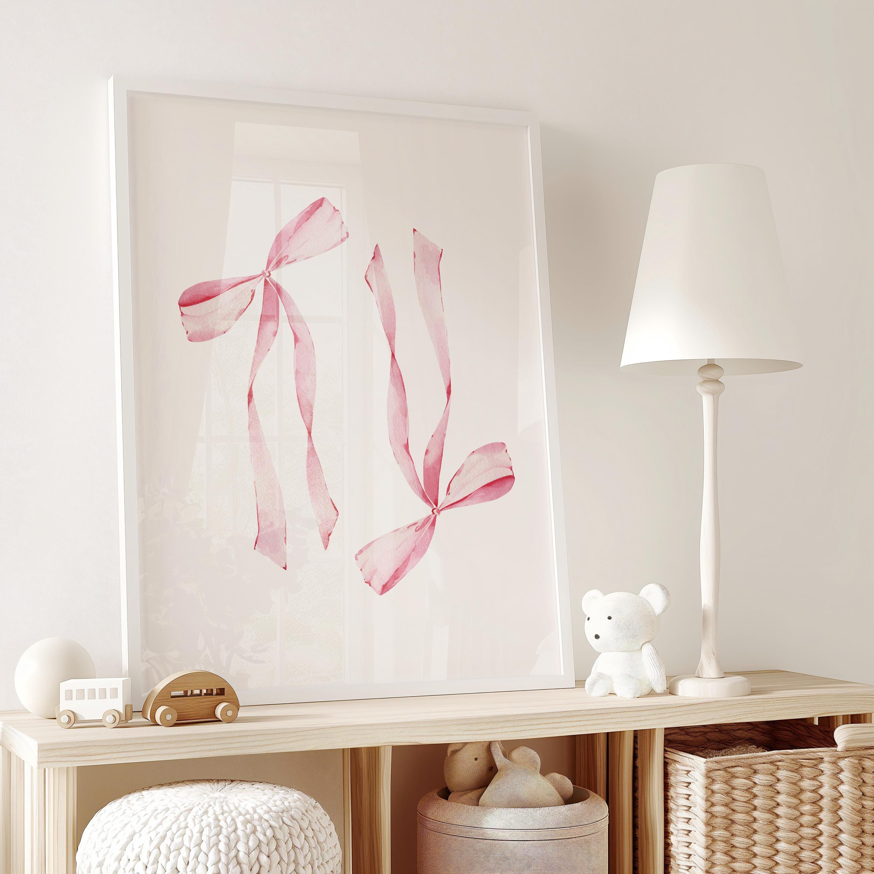 DIGITAL Pink Bow Print Pink Bow Poster Nursery Decor Girl Wall Art Pink ...
