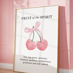 DIGITAL Fruit of the Spirit Printable Preppy Christian Wall Art Cherry ...