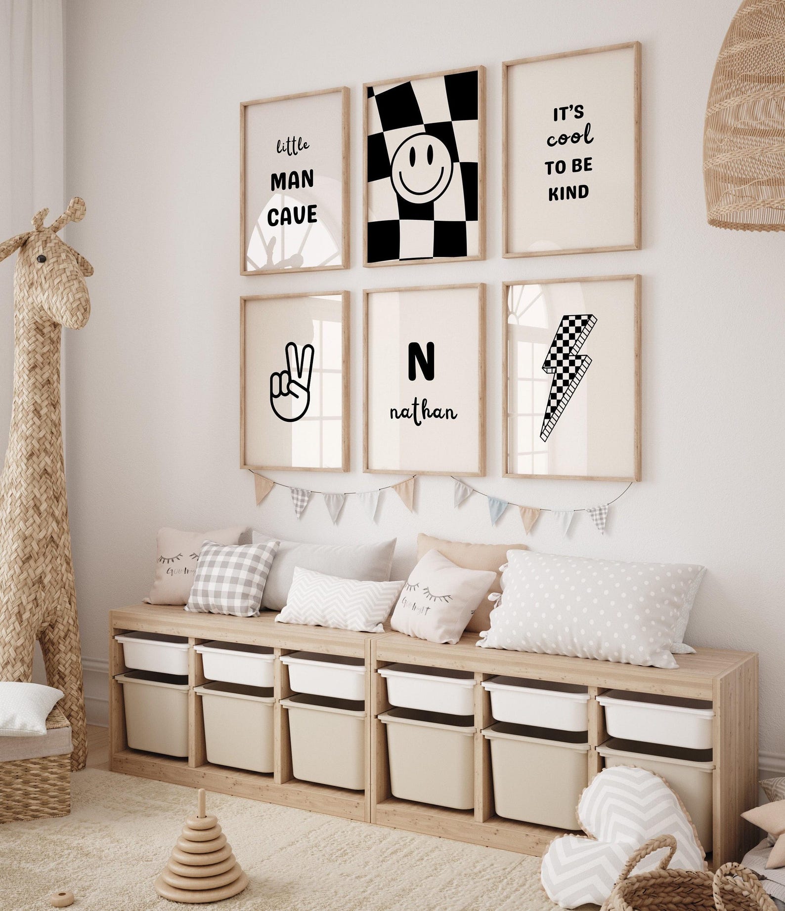 Boy Room Print Digital Download Nursery Wall Art Set Custom Name ...