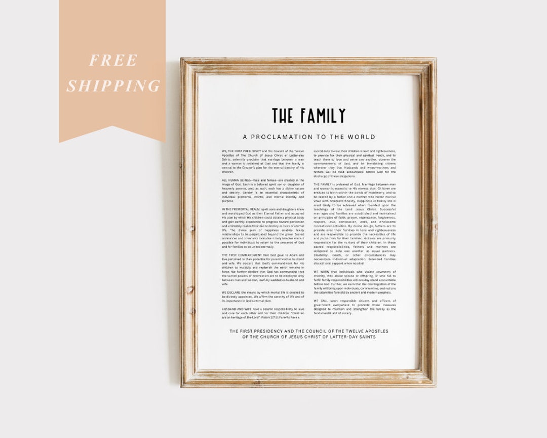 The Family Proclamation to the World Print LDS Wall Art Framed Poster ...