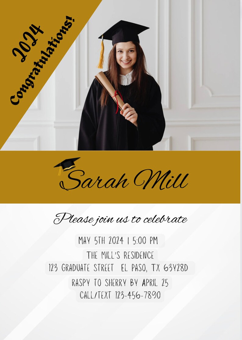 Graduation Invitation Card, Digital Graduation Invitation, College ...