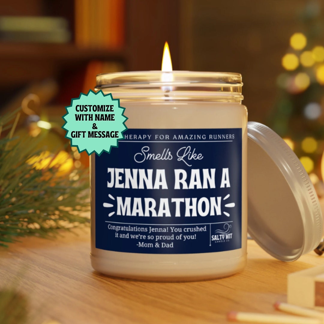 Personalized Marathon Candle | Custom Runner Gift | Marathon Runner ...