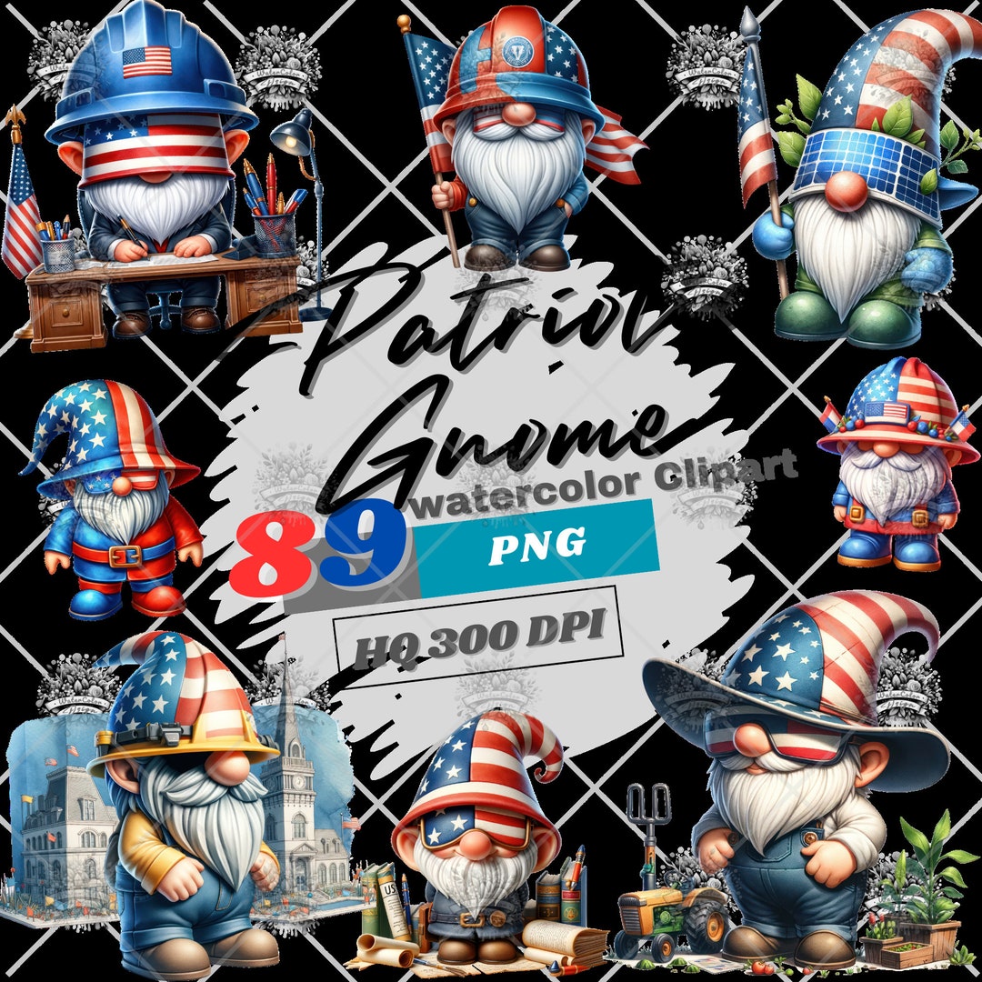 Patriotic Gnomes Watercolor PNG Clipart, American Flag Election 4th of ...