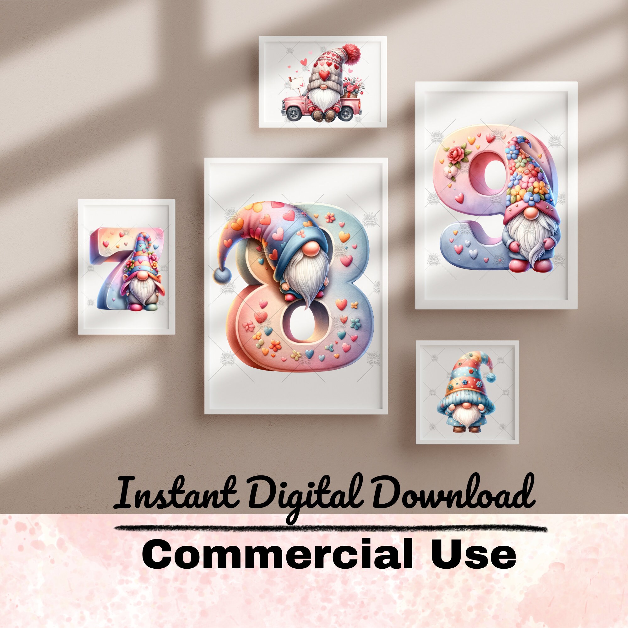 Gnome Valentine Clipart Theme-watercolor Alphabet A to Z and Numbers ...