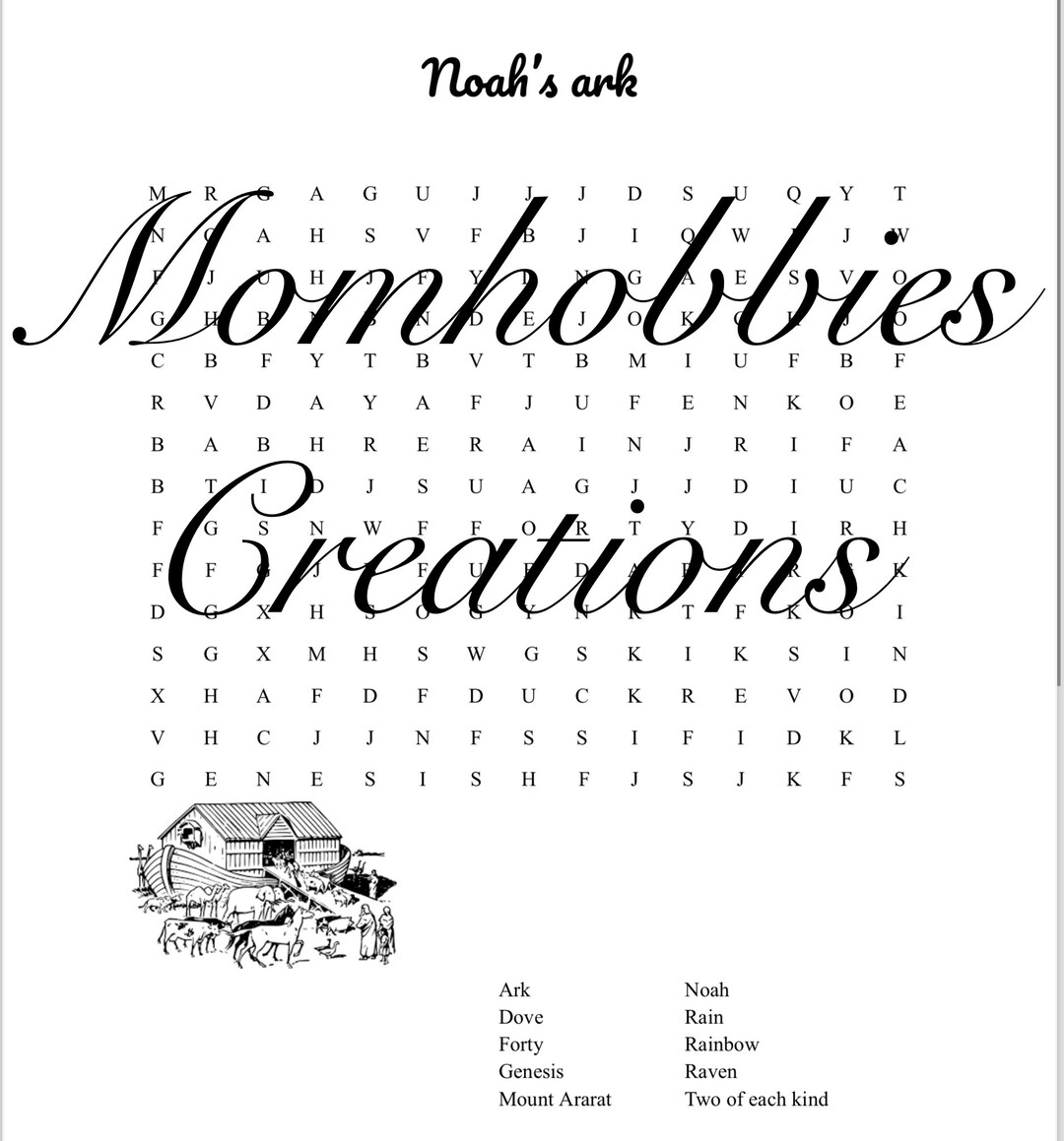 Bible Word Find - Noah’s Ark - Etsy